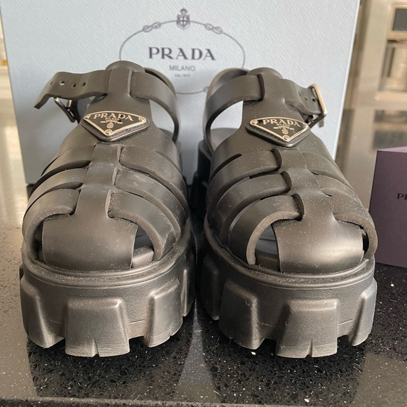 Prada | Shoes | Prada Black Chunky Sandals | Poshmark